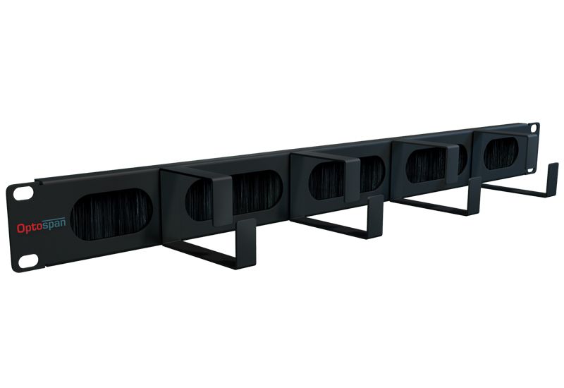 1U 3-in-1 Cable Management Panel with Hoops and Brush Strips