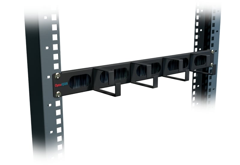 1U 3-in-1 Cable Management Panel with Hoops and Brush Strips