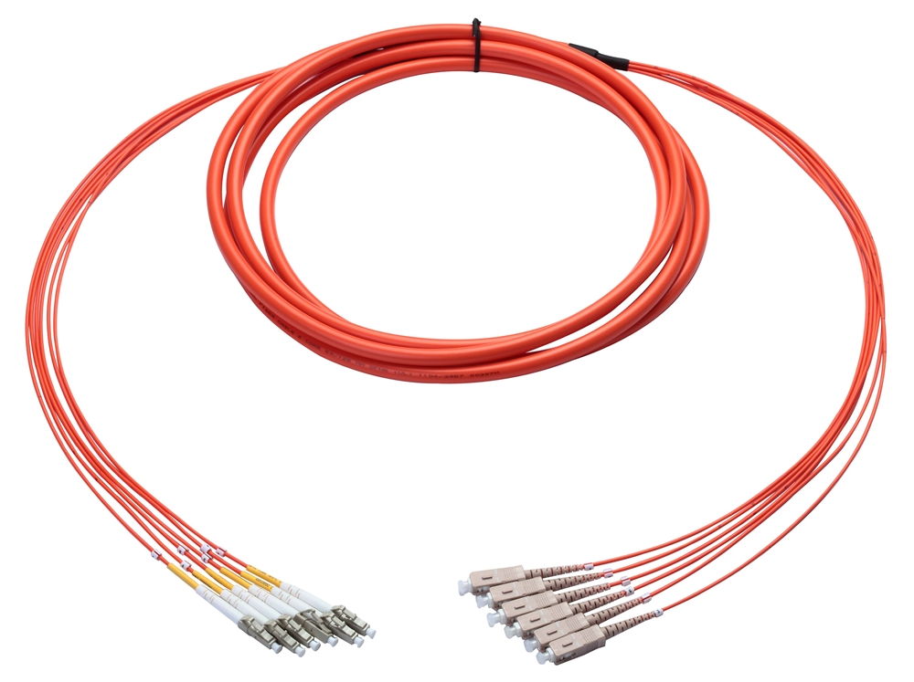 Plenum Armored Fan-Out Cable 5 Meter 6-Fiber Multimode SC-LC